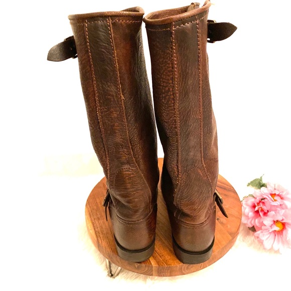 Frye | Shoes | Frye Veronica Distressed Brown Leather Riding Boot ...
